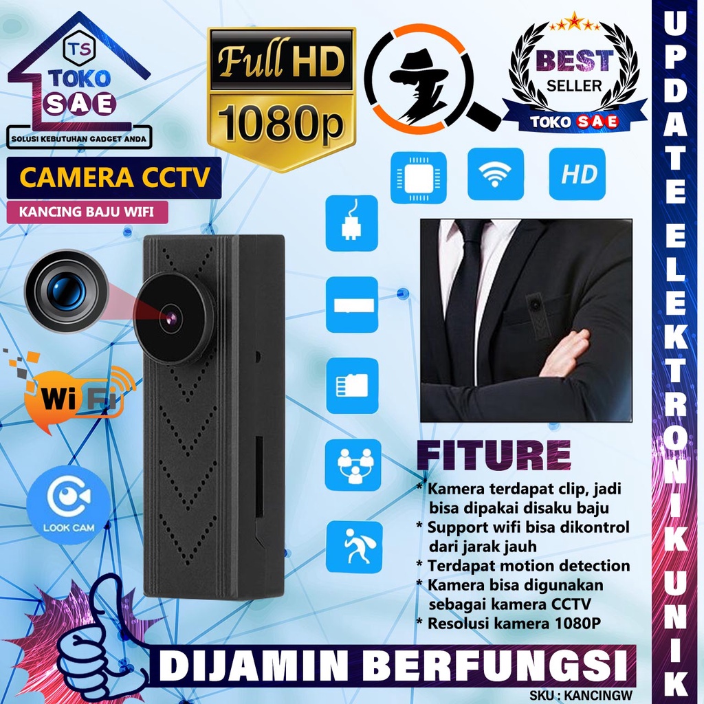 Jual Spy Camera Mini Wifi Kamera Bentuk Kancing Pakaian Baju Spy Cam IP Camera Button Full ...