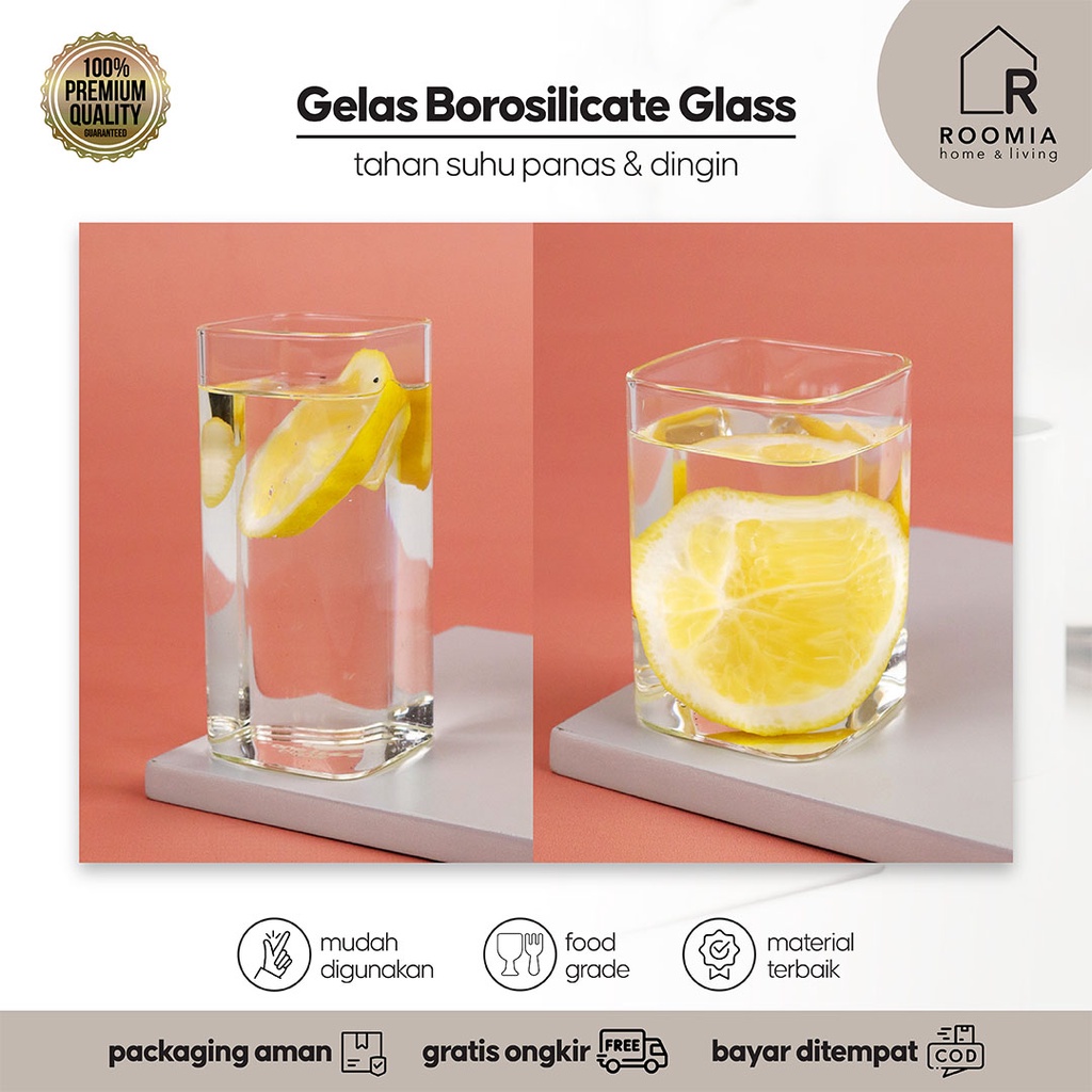 Jual ROOMIA Gelas Minuman Borosilicate Glass Transparent - One Two Cups | Shopee Indonesia