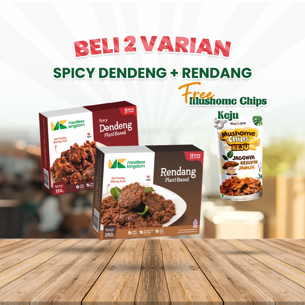 Jual Meatless - Buy 1 Spicy Dendeng + 1 Rendang Vegan Free 1 Mushome ...