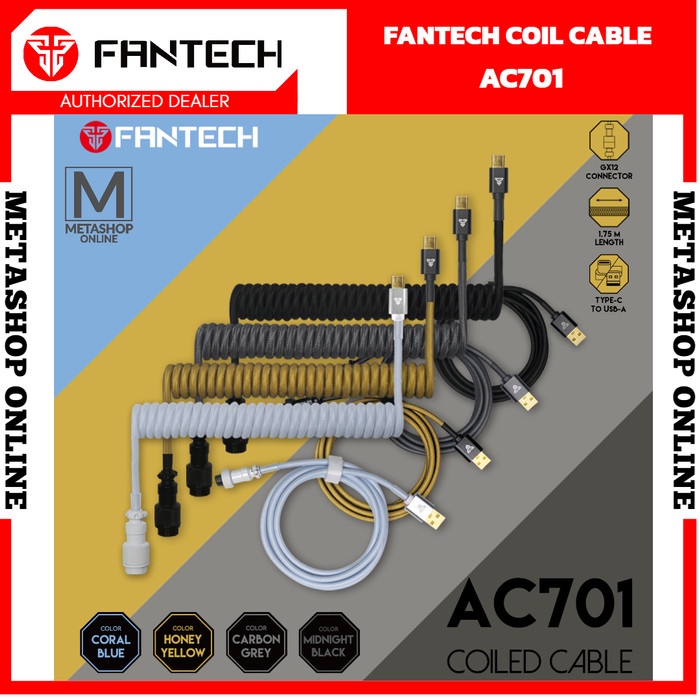 Jual Fantech Coiled Cable Type C Aviator AC701 Kabel Keyboard Coil ...