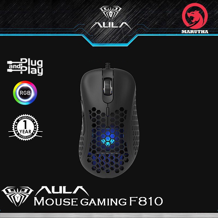 Jual Aula Mouse Gaming Honey Comb F-810 / F810 With RGB effects-6400DPI ...