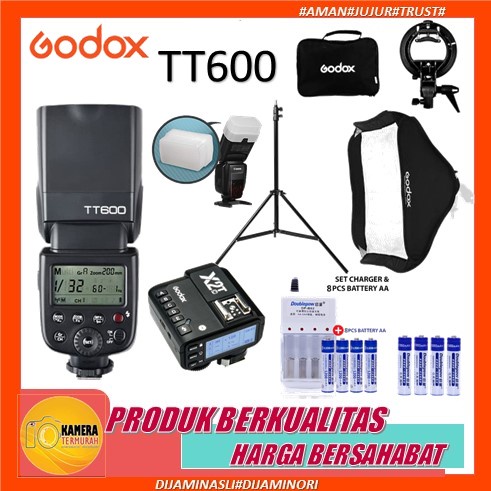 Jual PAKET Lampu Flash Eksternal Godox TT600 TT 600 +Softbox Flash ...