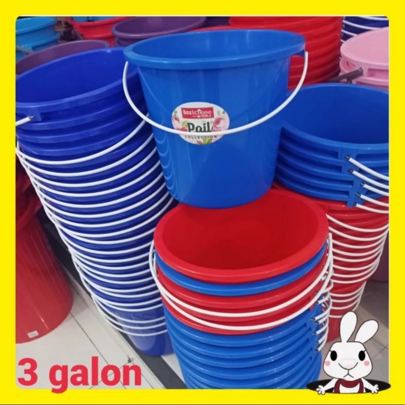 Jual ember plastik, pegangan besi, 3 galon, basic home(member of lion ...