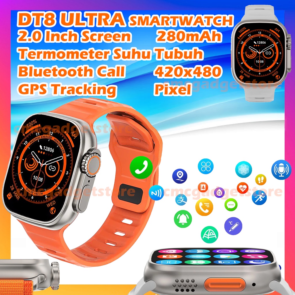 Jual DT8 Ultra Smartwatch DT 8 no 1 Alloy 2.0 Inch Display Watch ...