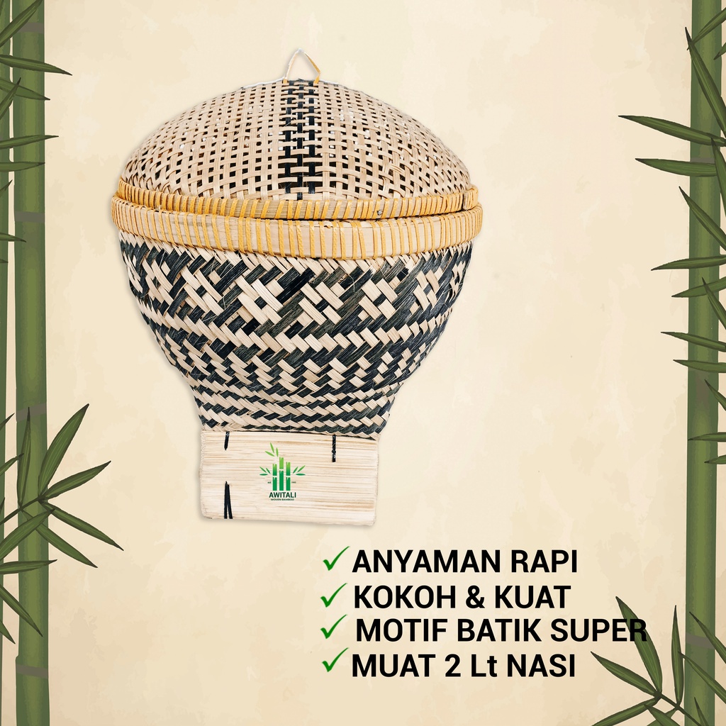 Jual Bakul Nasi Bambu 1kg Motif Batik Awitali Wakul Boboko Anyaman ...