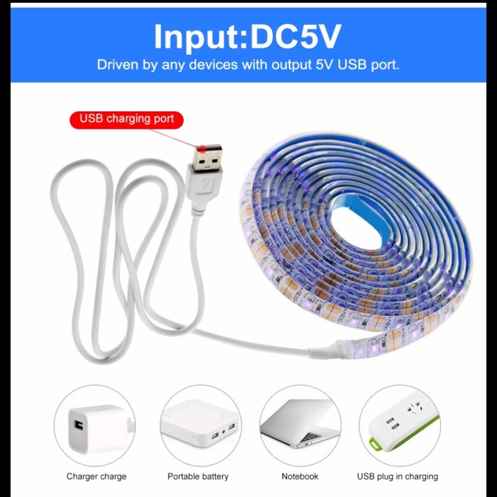 Jual NEW LED strip USB 5v UV (ultraviolet) - 100cm, Non WP | Shopee ...