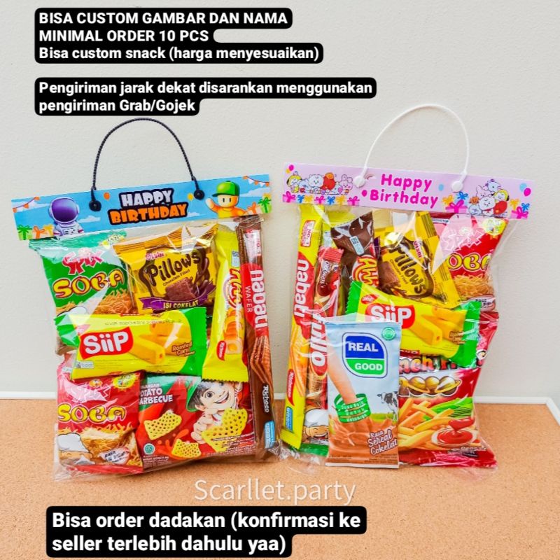 Jual SNACK ULTAH CUSTOM GOODIE BAG ULANG TAHUN BINGKISAN MAKANAN CHIKI ...