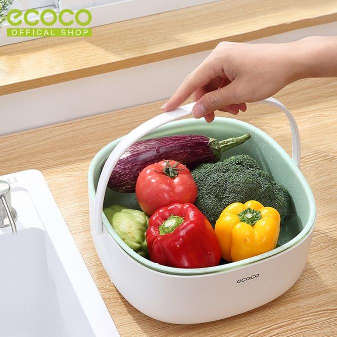 Jual Ecoco Portable drain basket LARGE-Baskom tempat cuci buah sayur ...