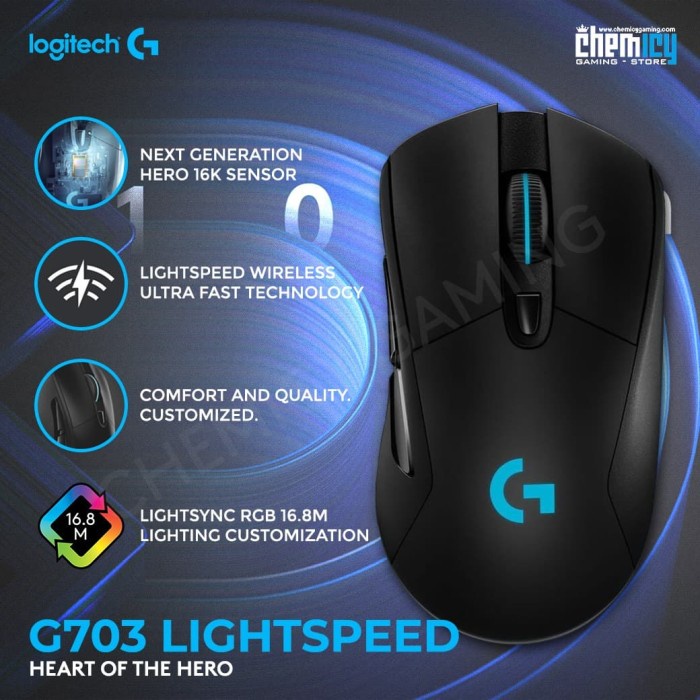 Jual Logitech G703 HERO 16K Lightspeed Wireless Gaming Mouse | Shopee Indonesia