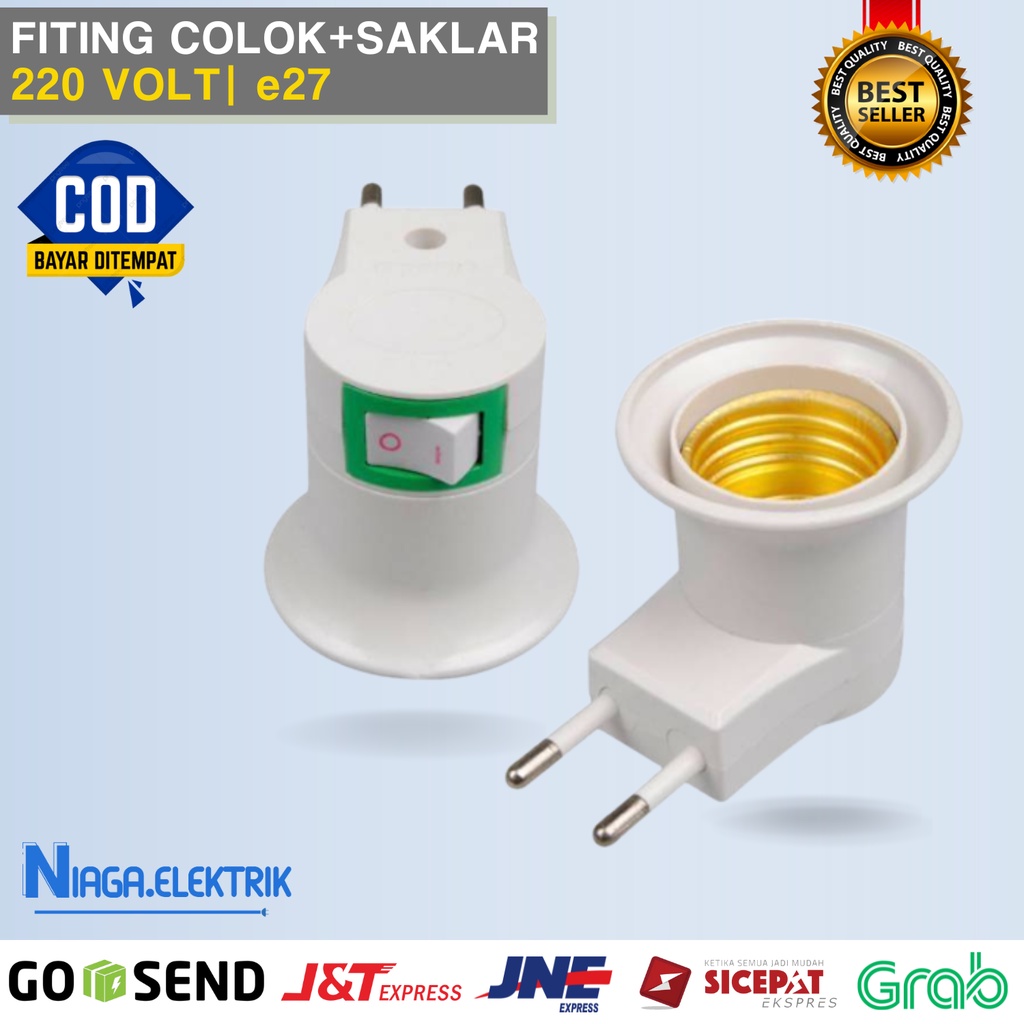 Jual Fitting lampu nyatu dengan colokan steker saklar listrik fiting ...