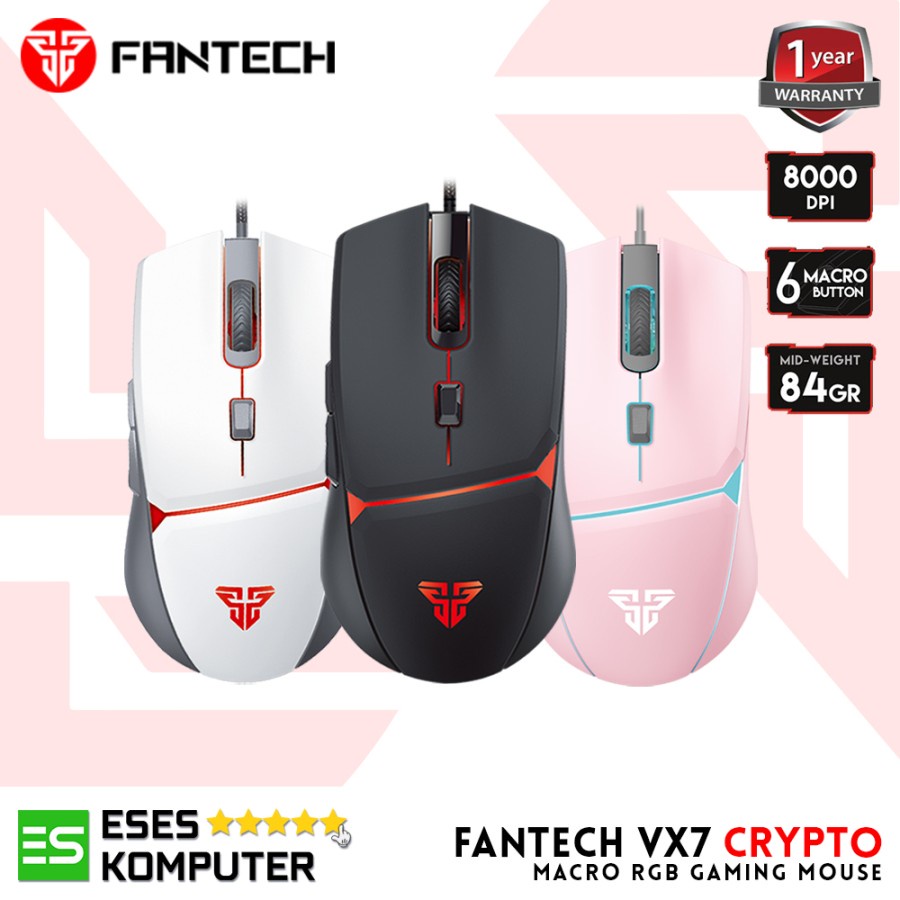 Jual Mouse Fantech VX7 Crypto RGB - Gaming - Black - Putih White ...