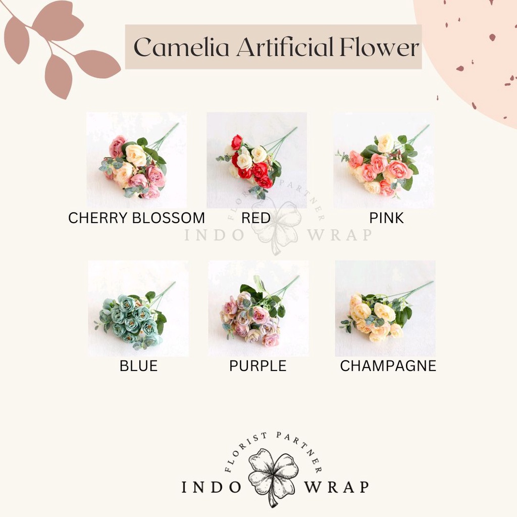 Jual BUNGA CAMELIA ARTIFICIAL BUNGA HIAS DEKORASI BUKET BUNGA MAWAR ...