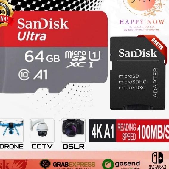 Jual SanDisk Ultra Memory Card Kartu Memori 64GB MicrosdSD Class 10 A1 ...
