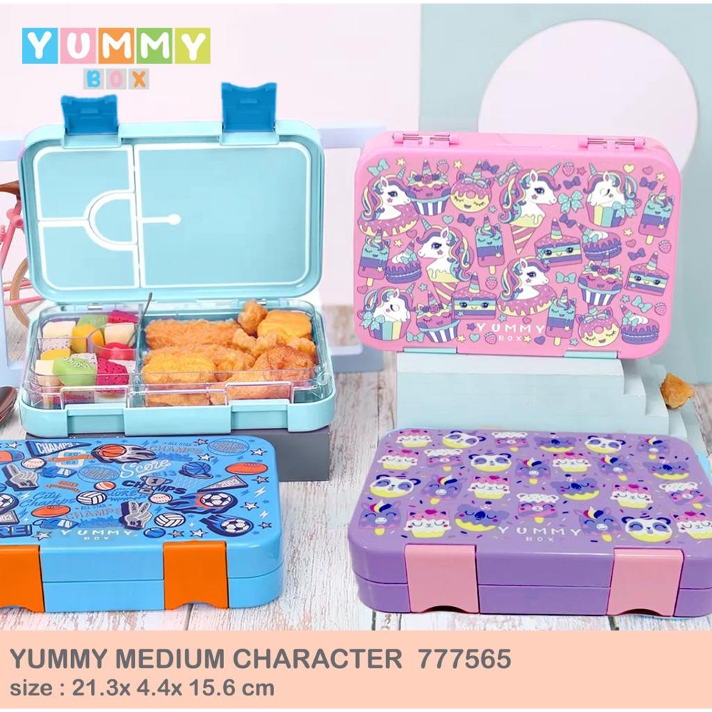 Jual Yummy Box Lunch Box Kotak Makan Anak Medium Karakter Bento 710ML ...