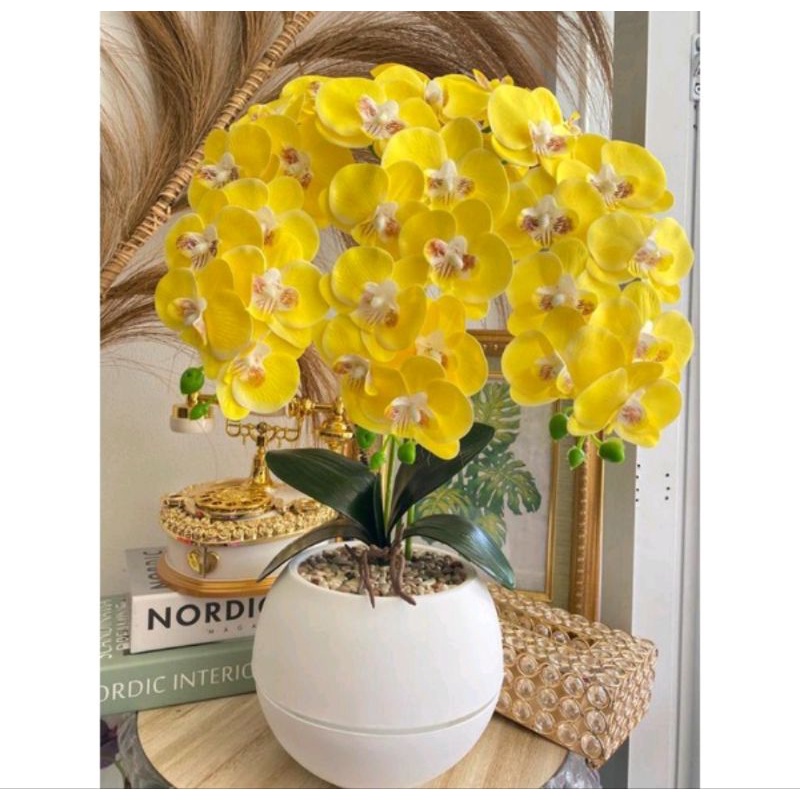 Jual Bunga Anggrek Latex Rangkai Set Vas Bola | Shopee Indonesia