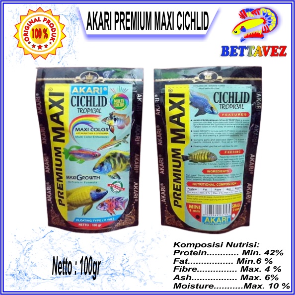 Jual PELET AKARI PREMIUM MAXI CICHLID 100GRAM 1MM PAKAN IKAN AKARI PREMIUM MAXI CICHLID PELET ...