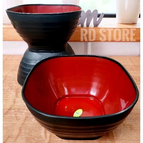 Jual promo 3.pcs mangkok ramen persegi ulir plastik food grade polos ...