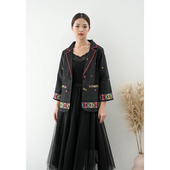 Jual Blazer tenun jaz wanita karir jazz kerja atasan wanita Outer tenun ...