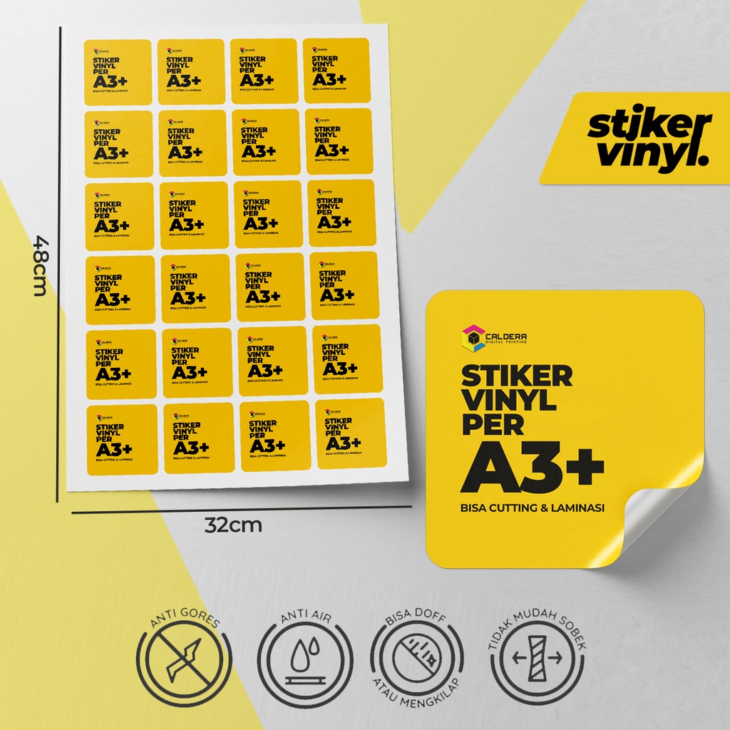Jual Cetak / Print Stiker Label Vinyl Waterproof Custom per A3+ bisa ...