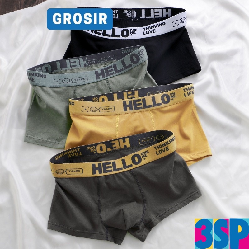 Jual 3SP | UW65 Boxer Pria Celana Dalam Pria Pinggang Karet | Shopee ...