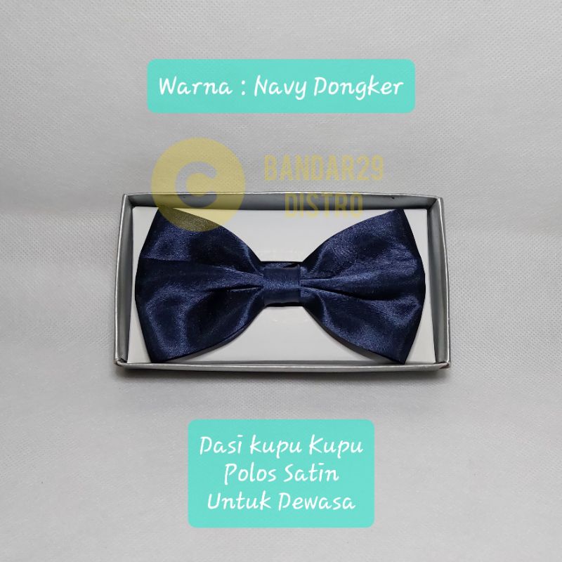 Jual Dasi Kupu Polos Satin Biru dongker Kokoh Premium | Shopee Indonesia