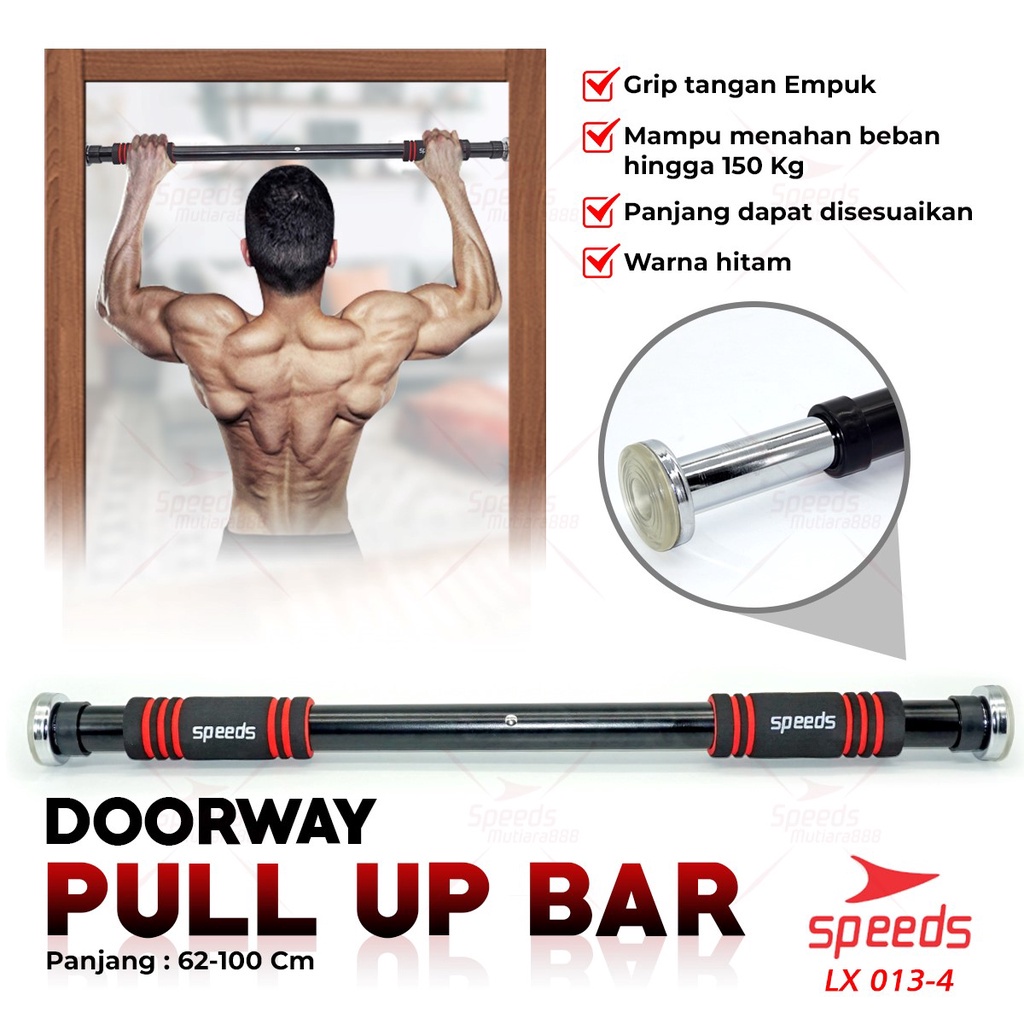 Jual Speeds Pull Up Bar Door Alat Gym Chinning Bar Adjustable 60-100 CM ...