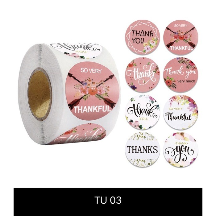 Jual Sticker Label Thank you ukuran kecil 2.5 cm 50 pcs Stiker Terima ...