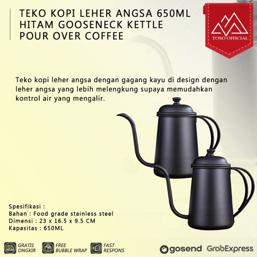 Jual Teko Kopi Leher Angsa 650ml Hitam Gooseneck Kettle Pour Over ...