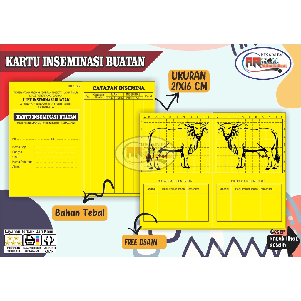 Jual (100 lembar )KARTU INSEMINASI BUATAN / IB bisa custom kop | Shopee ...