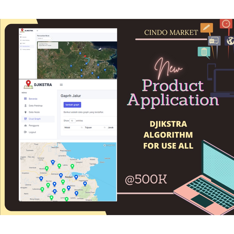 Jual APLIKASI PENCARIAN RUTE TERPENDEK DENGAN ALGORITMA DJIKSTRA DENGAN ...