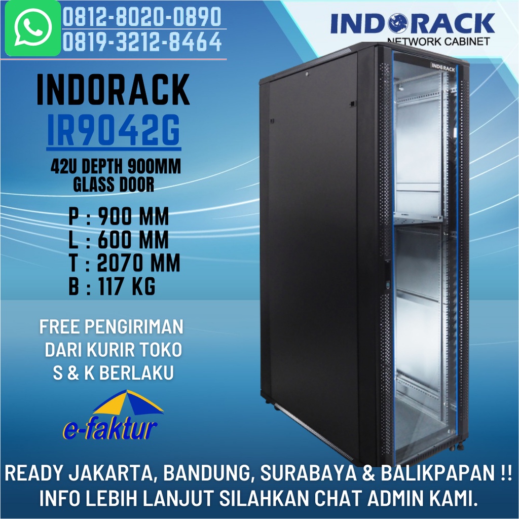 Jual INDORACK IR9042G - Standing Close Rack 42U Glass Door | Shopee ...