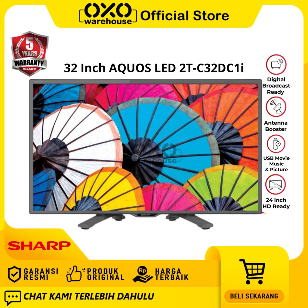 Jual SHARP LED TV 32 Inch HD Digital 2T-C32DC1i Garansi Resmi | Shopee ...