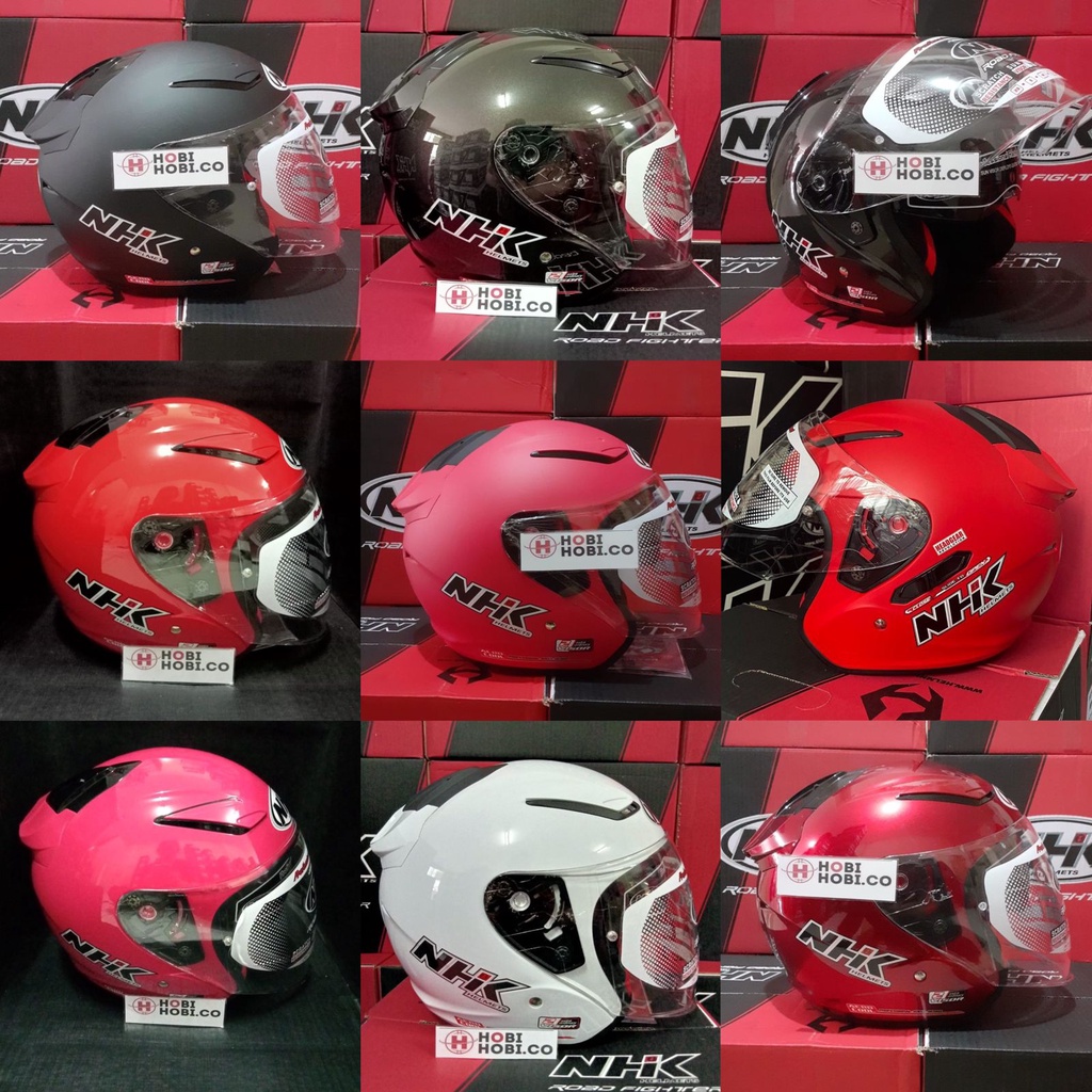 Jual Helm NHK R1 Solid Black Doff Hitam Dop Double Visor Half Face ...