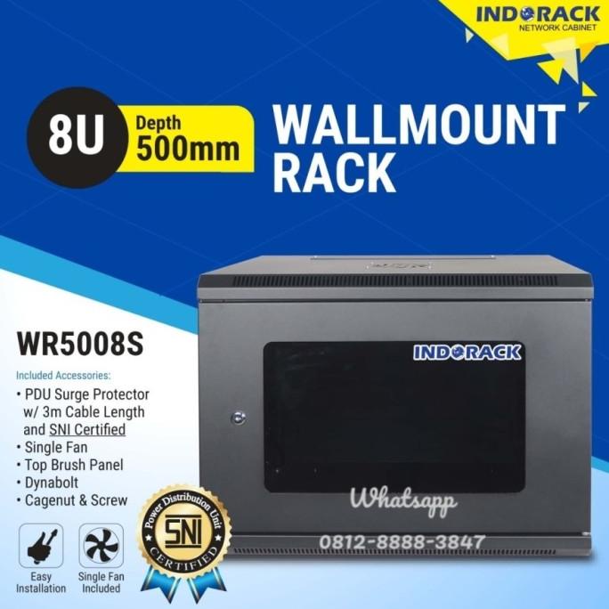 Jual Wallmount 8U Indorack Single Door 500Mm Wr5008S Rack Server ...