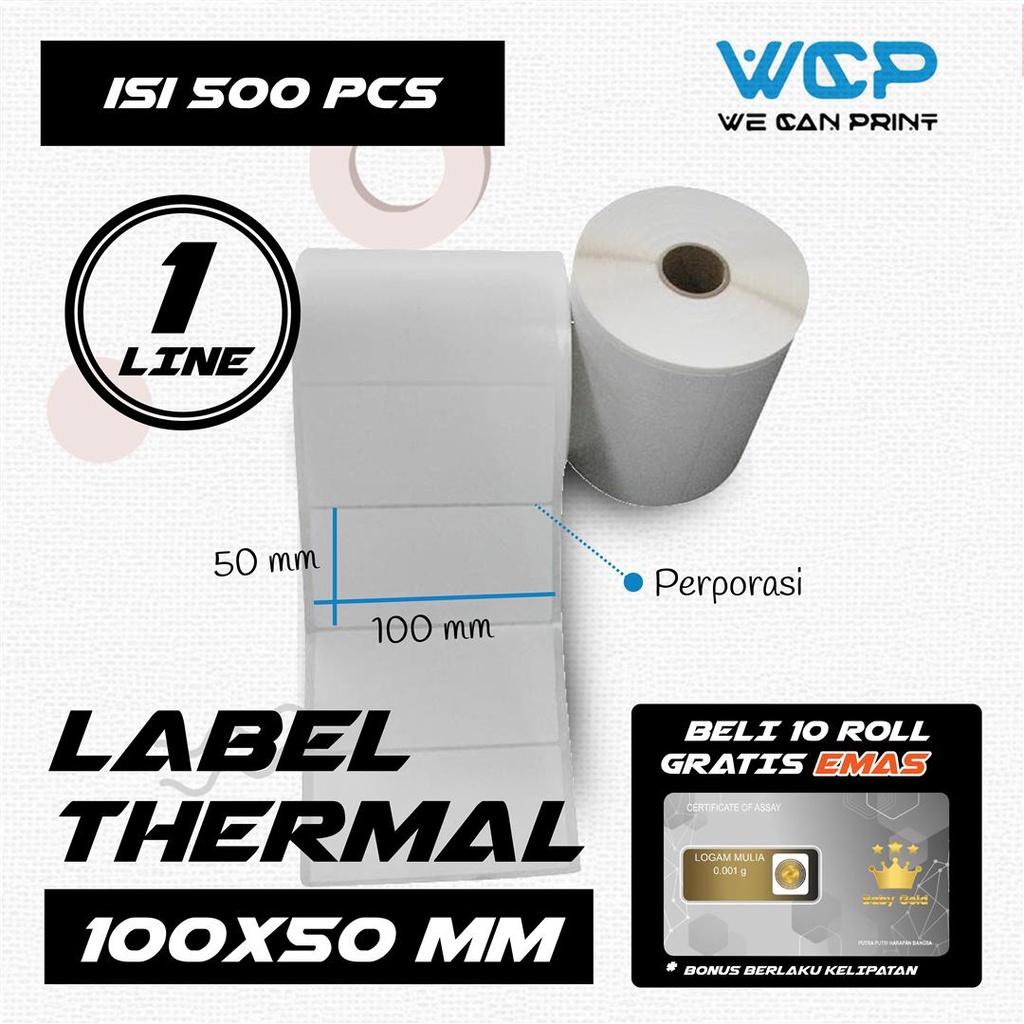 Jual Label Stiker Barcode 100x50 mm Label Sticker Direct Thermal 100 x 50 mm isi 500 pcs ...
