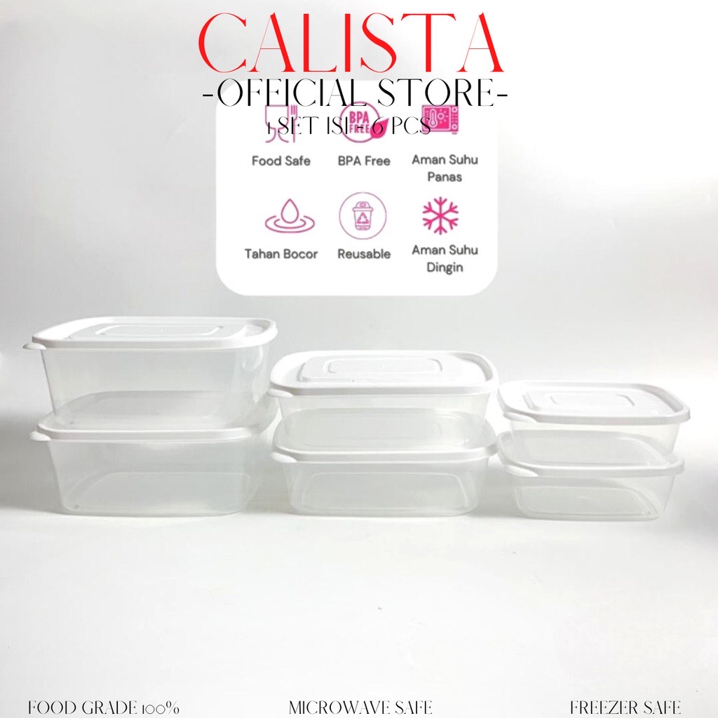 Jual Food Container Calista Furano Lunch Box set / Isi 6 Pcs Putih ...