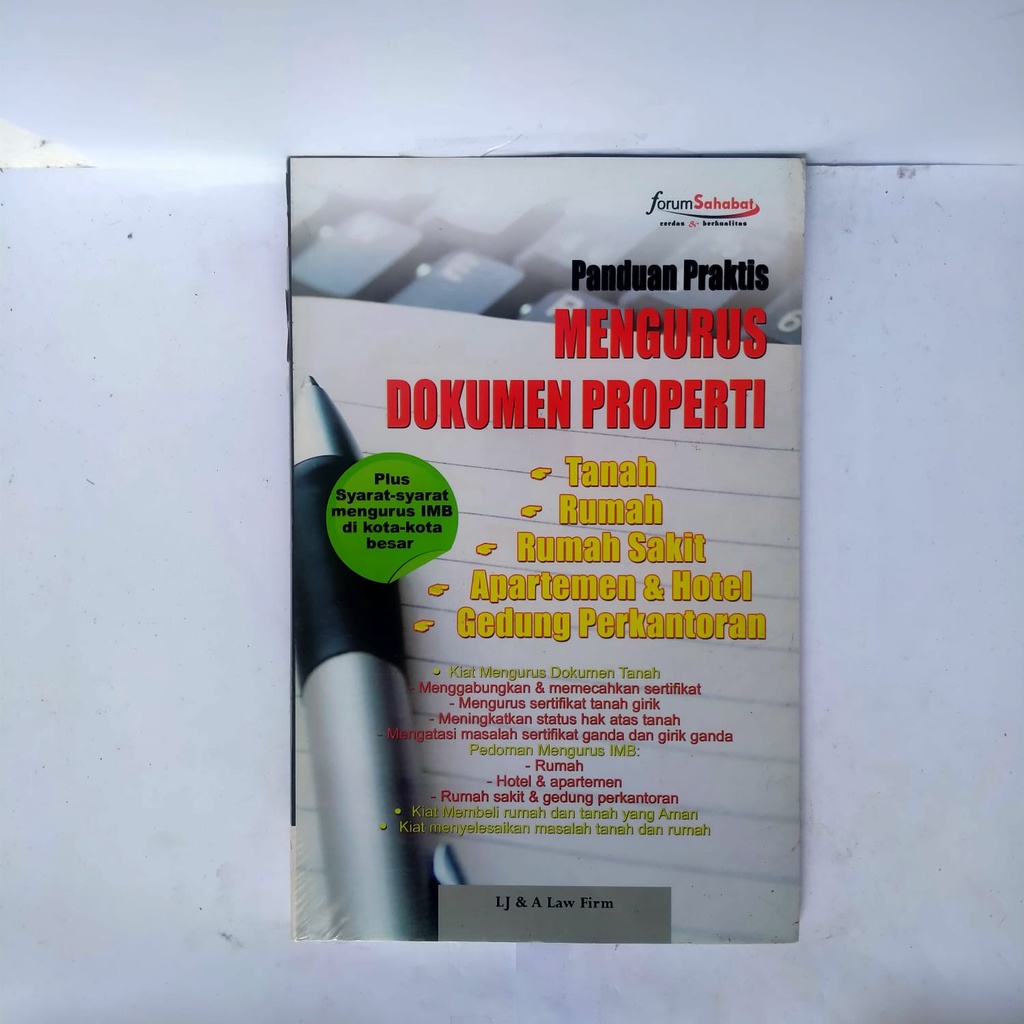 Jual PANDUAN PRAKTIS MENGURUS DOKUMEN PROPERTI TANAH RUMAH RUMAH SAKIT DLL KARYA LJ DAN A LAW ...