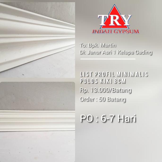 Jual List profil gypsum Polos Kiki 8cm | 50btg 13.000 | PO 6-7Hari ...