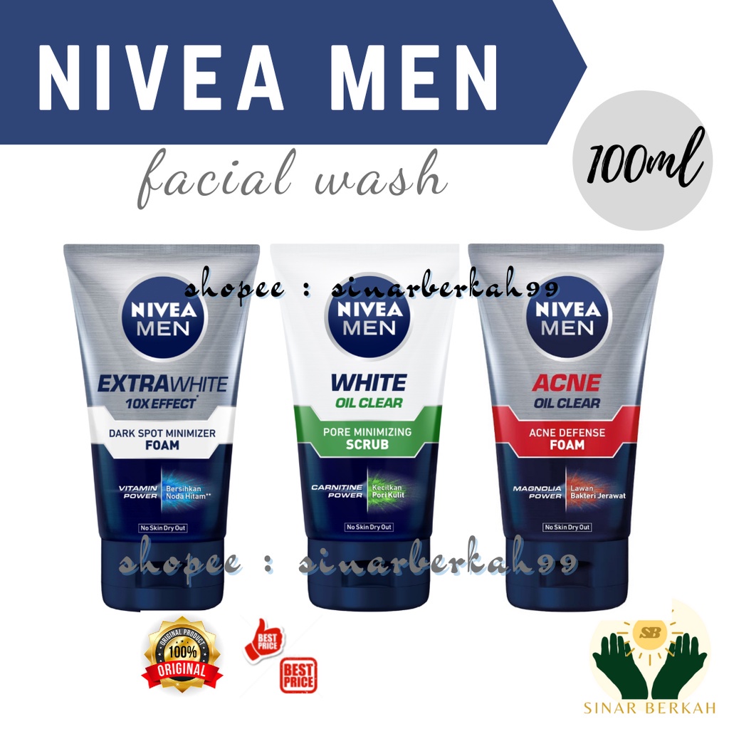 Jual Nivea Men III Women Whitening Facial Foam 100ML All Varian ...