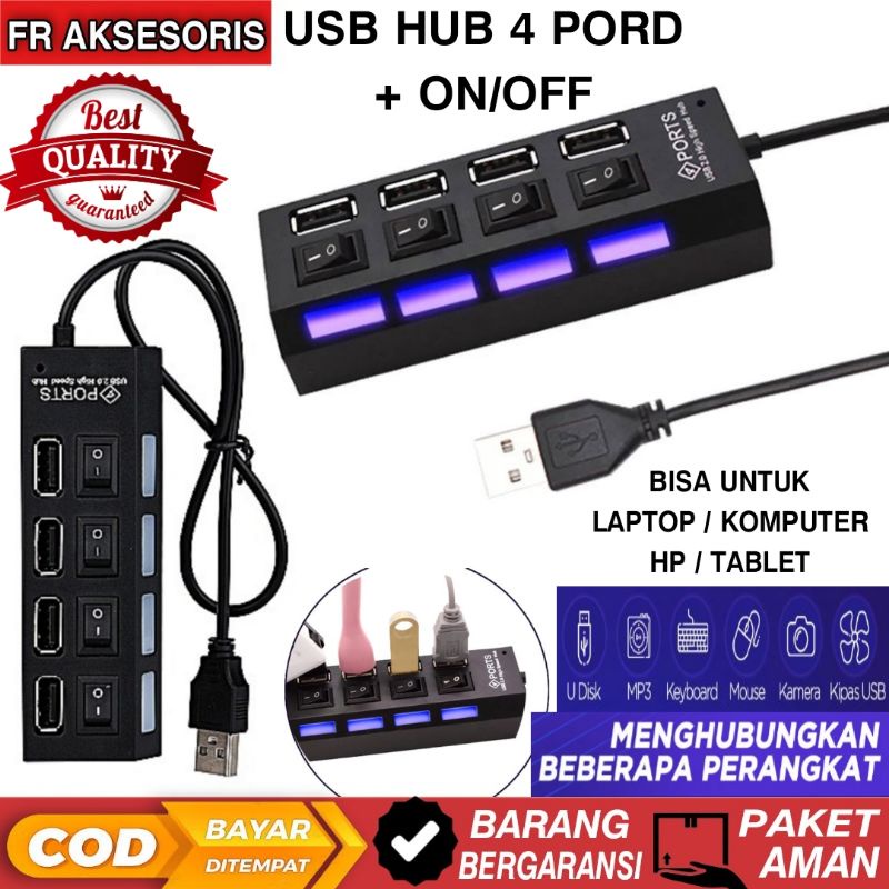 Jual USB Hub 4 Port on off Kabel USB Hub 4 port with Led on off saklar ...