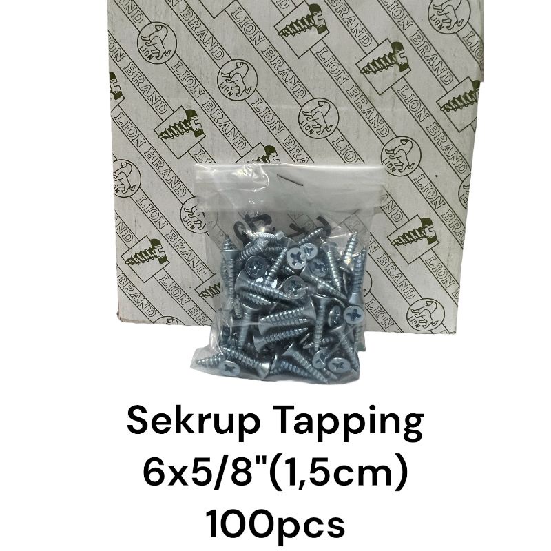 Jual 100biji/F+AB 6 x 5/8"(panjang 1,5 cm)sekrup tapping lion brand ...
