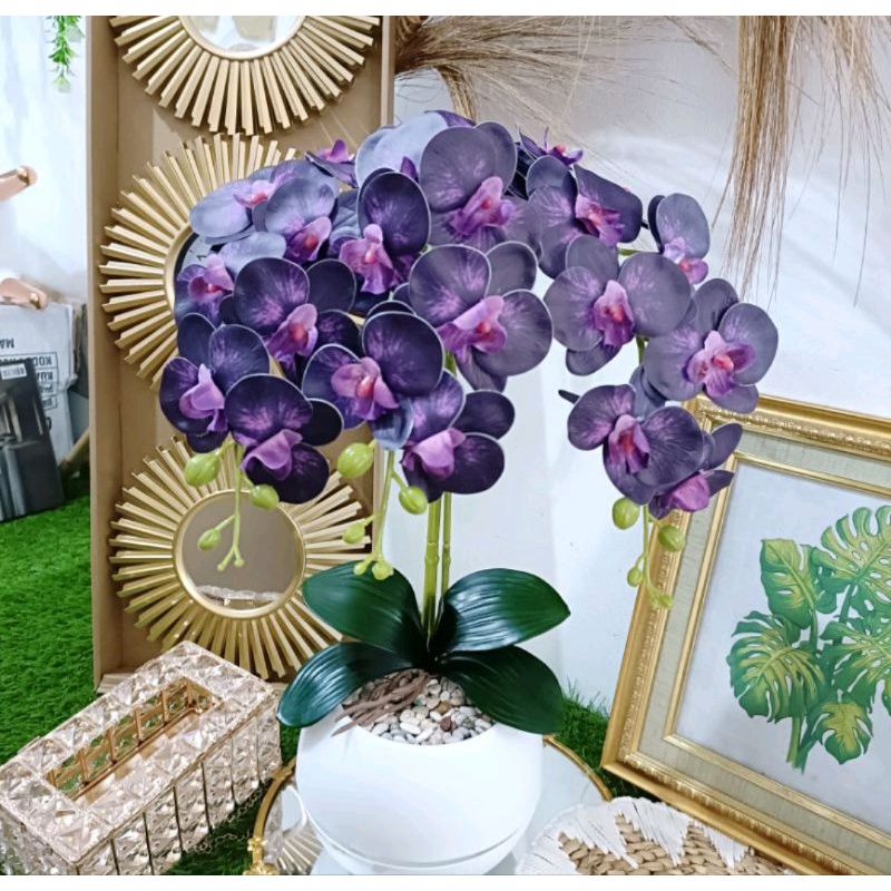 Jual Bunga Anggrek Latex Rangkai Set Vas Bola | Shopee Indonesia