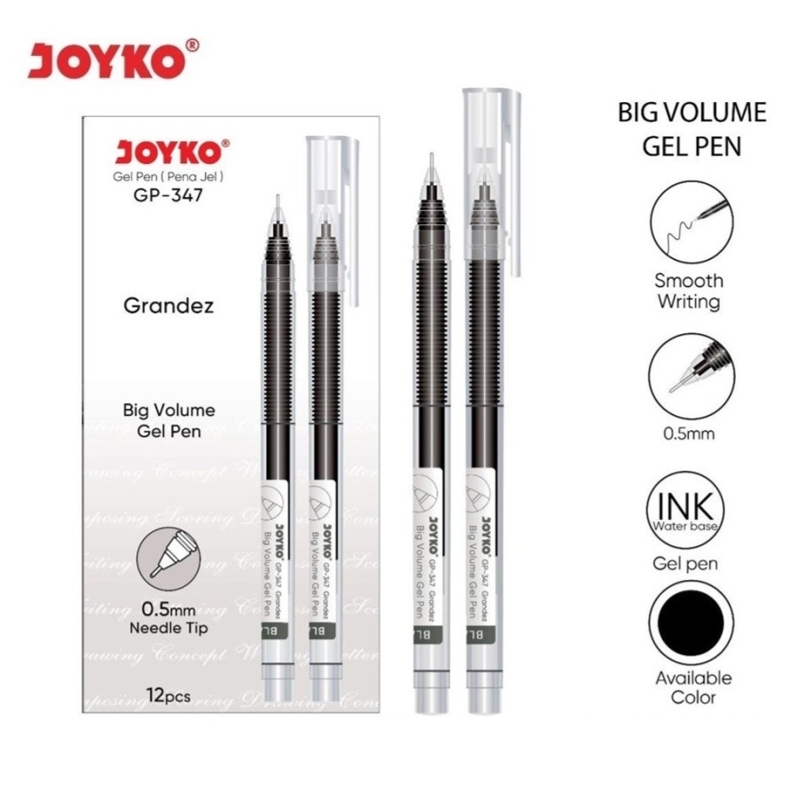 Jual 1 LSN / 12 PCS Gel Pen Pulpen Pena Joyko GP-347 Grandez 0.5 mm | Shopee Indonesia