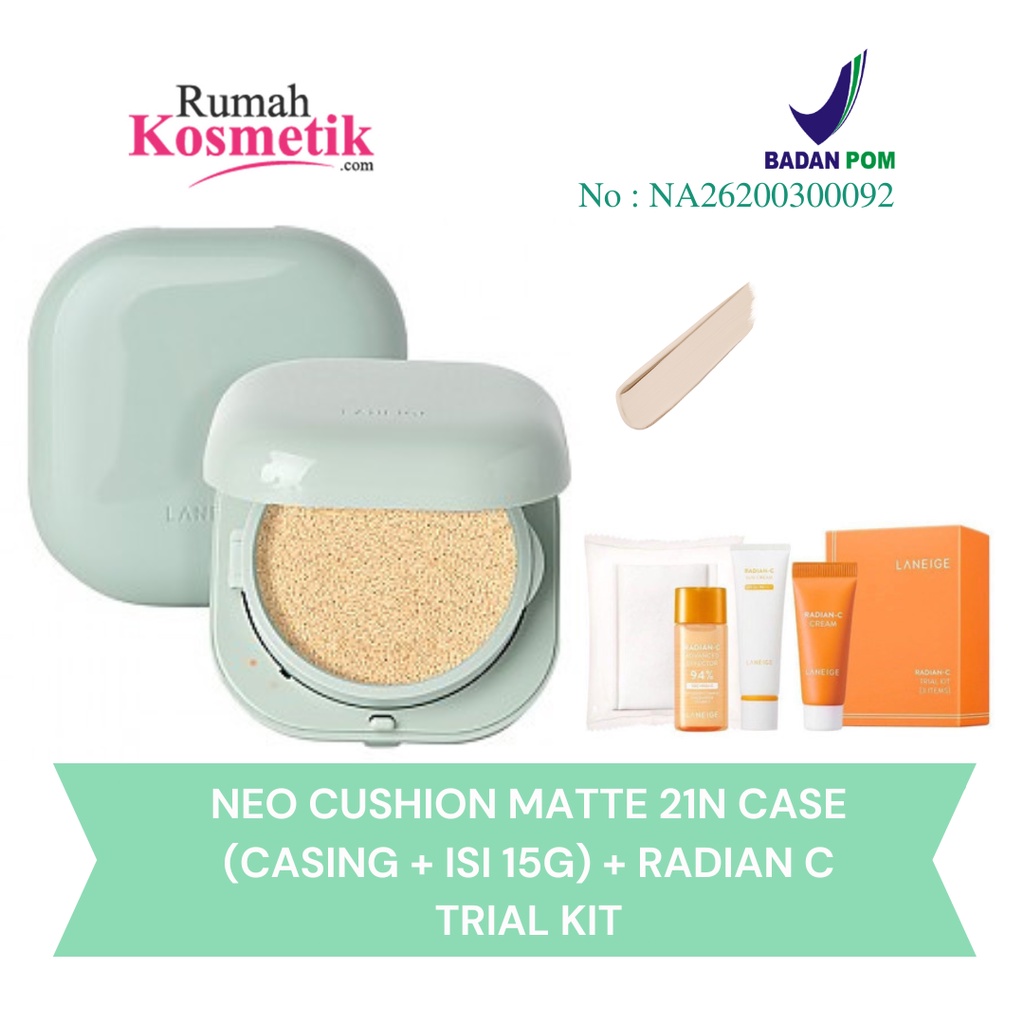 Jual LANEIGE NEO CUSHION MATTE 21N (CASING + ISI 15G) + RADIAN C TRIAL ...
