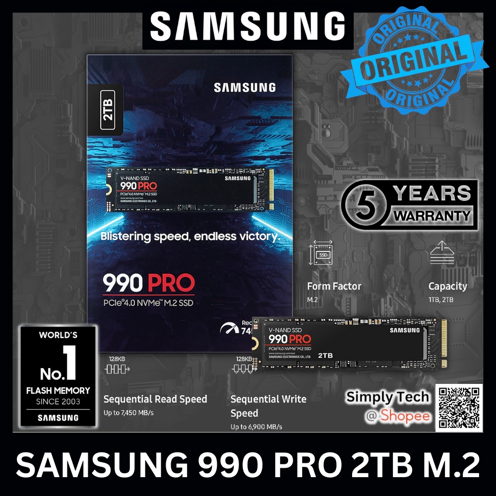 Jual SSD Samsung 990 Pro 1TB 2TB NVMe M.2 Gen 4.0 V-NAND PS5 Laptop ...