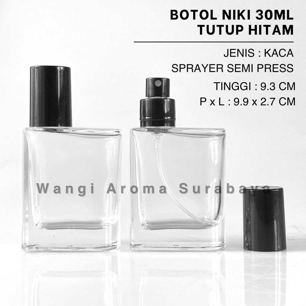 Jual Botol Parfum Niki 30ML Hitam Spray Semi Press - Botol Parfum Niki ...