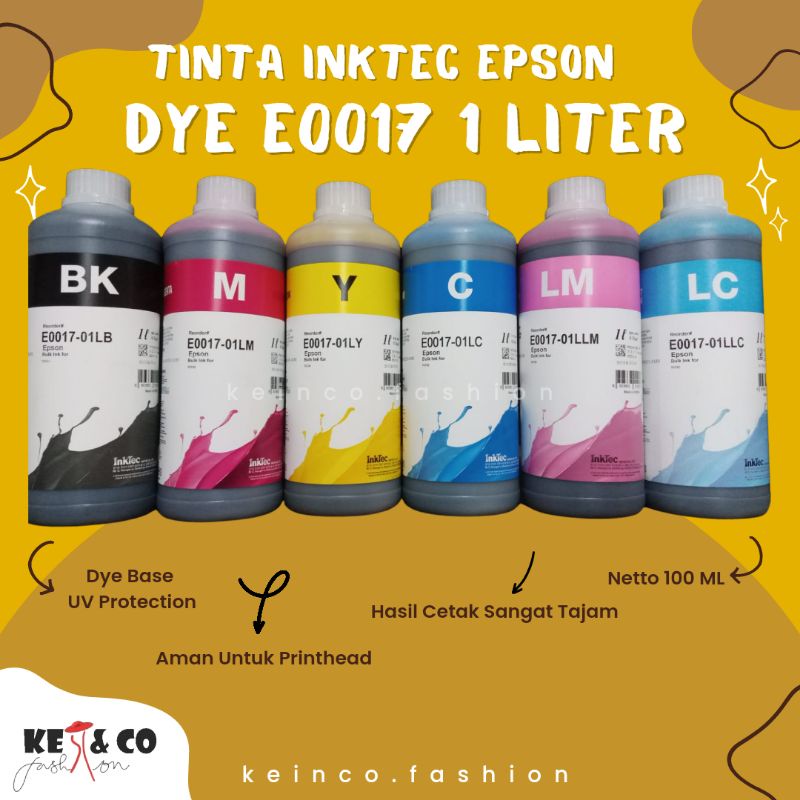 Jual Tinta INKTEC E0017 DYE for EPSON 1 Liter Compatible series L3110 L5190 L3150 L800 L801 L805 ...