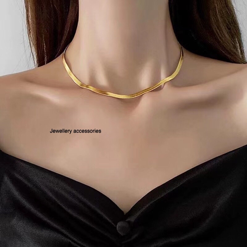 Jual Kalung Titanium Choker Lapis Emas 18K Belut Gold Trending Vintage ...