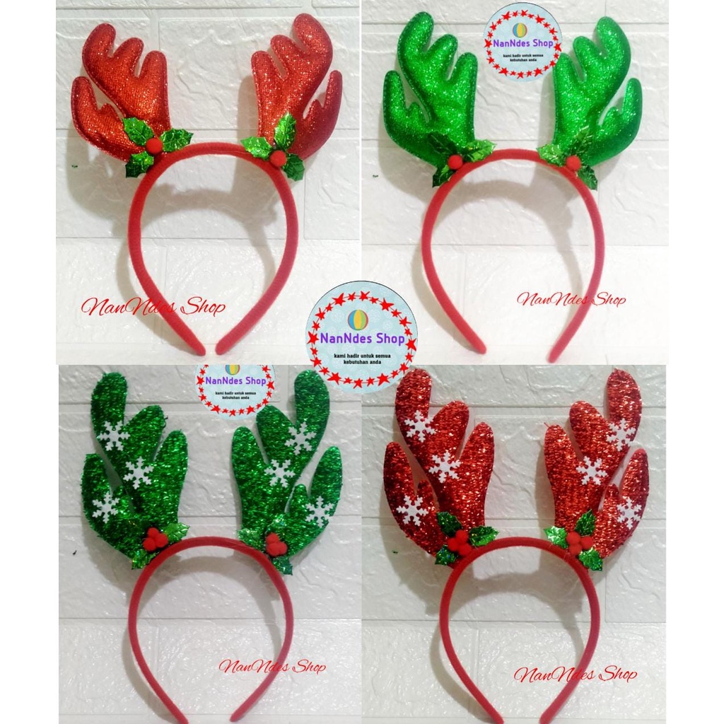 Jual Bando Natal Tanduk Rusa Bling Merah Hijau Salju / Hand Band Merry ...