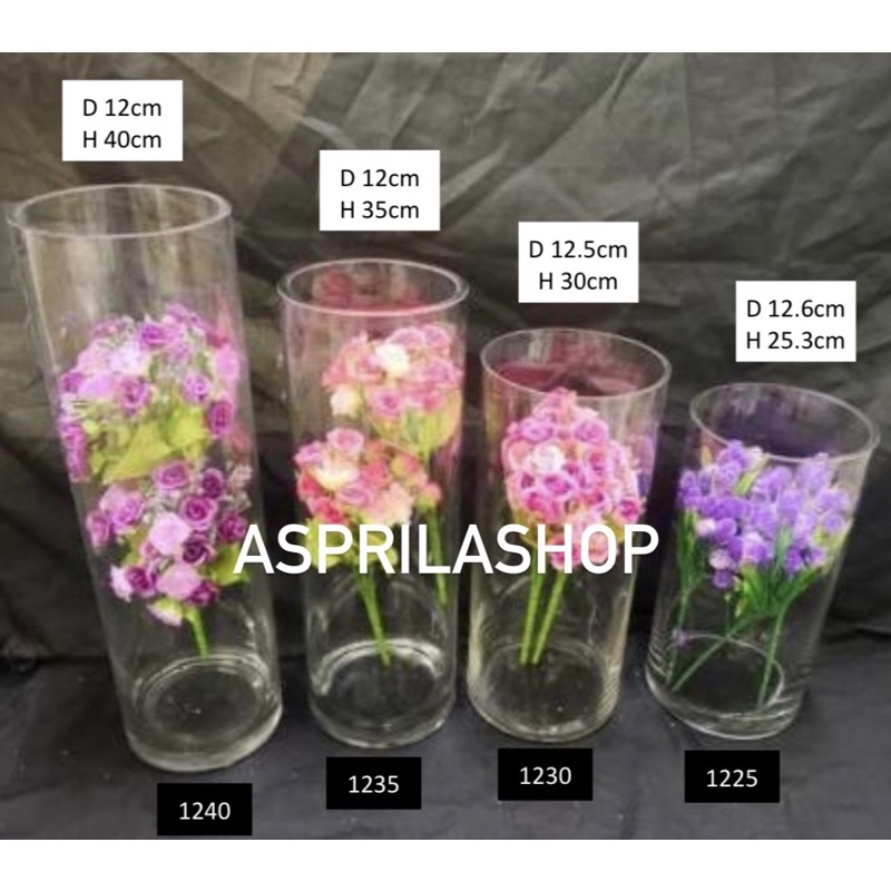 Jual [ OJOL ] Vas bunga kaca tabung vase silinder diameter 12cm tinggi ...